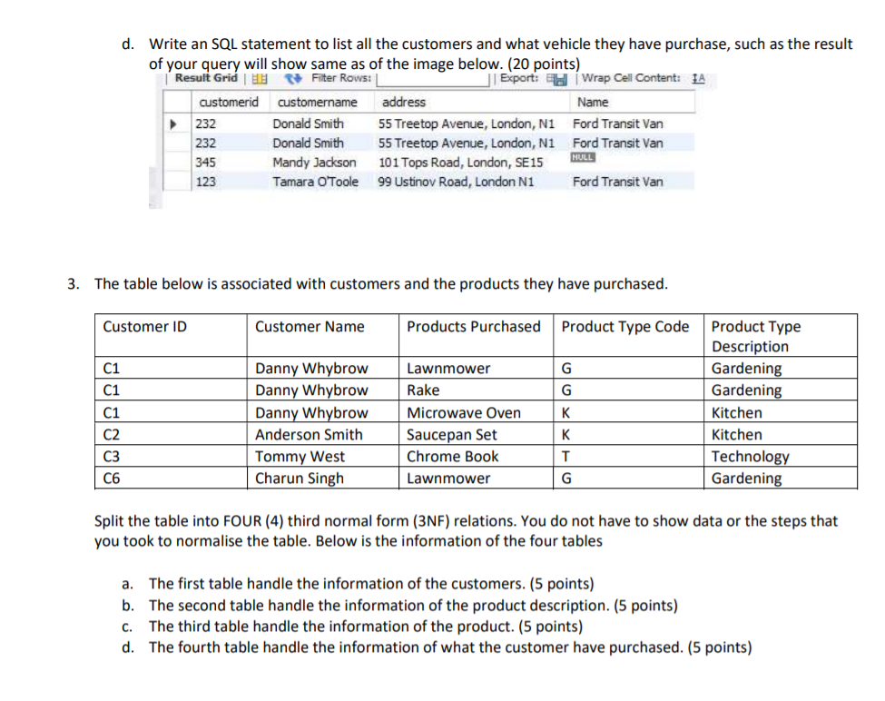Solved 2. Consider the following tables for a vehicle hire | Chegg.com