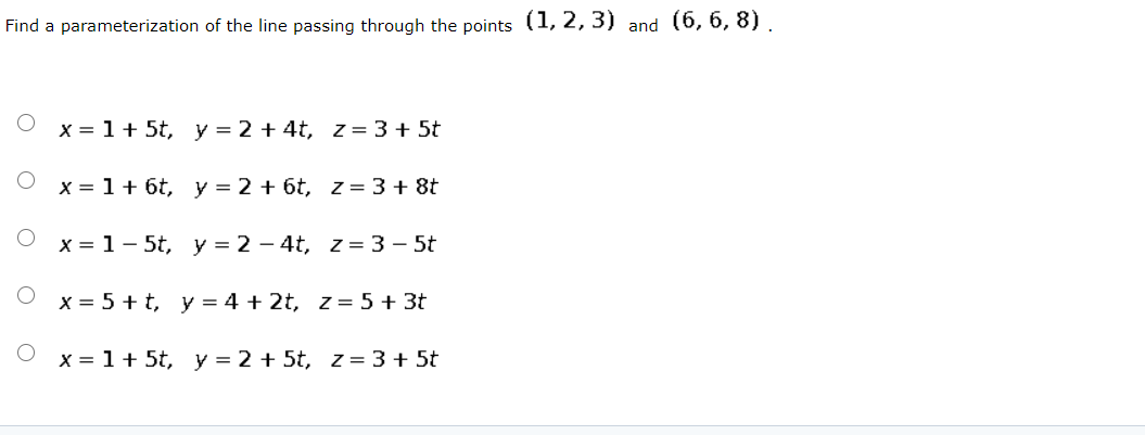 Solved Find a parameterization of the line passing through | Chegg.com