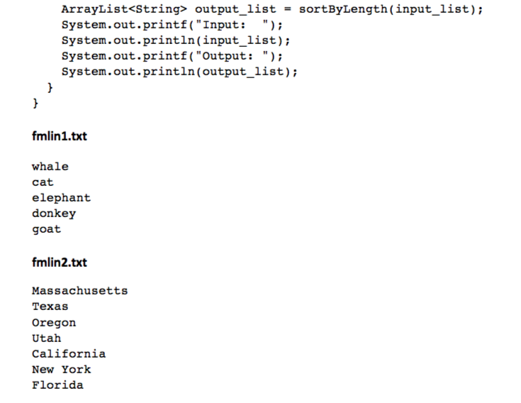 Solved Task 5 (20 pts.) File SortByLength.java given below | Chegg.com