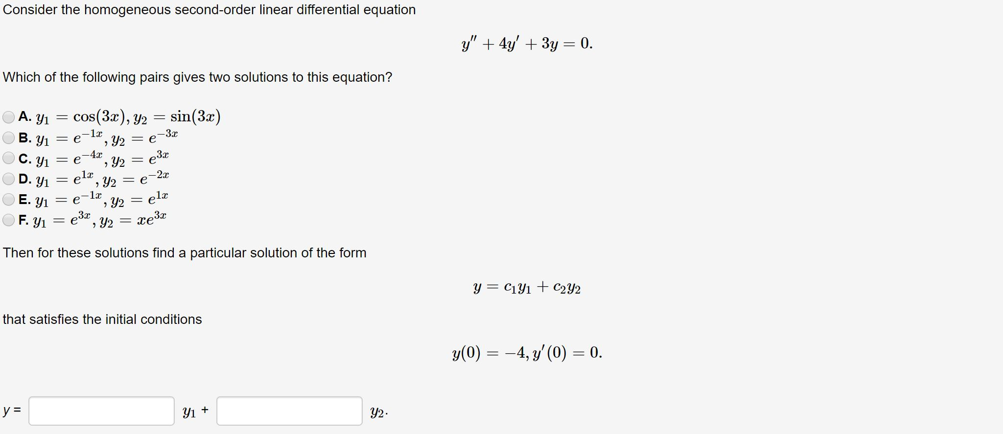 Solved Consider the homogeneous second-order linear | Chegg.com