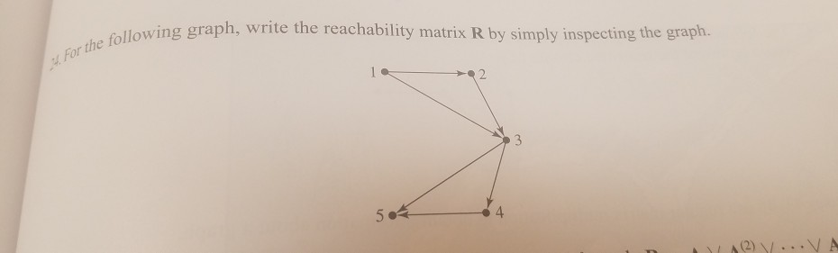 Solved e following graph, write the reachability matrix R by | Chegg.com