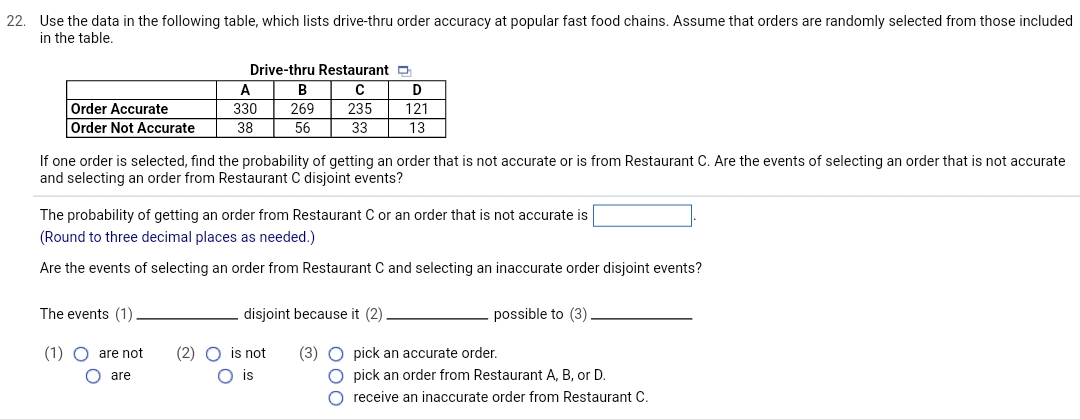 Solved 22. Use the data in the following table, which lists | Chegg.com