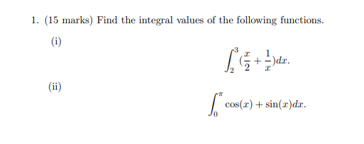 Solved 1. (15 marks) Find the integral values of the | Chegg.com
