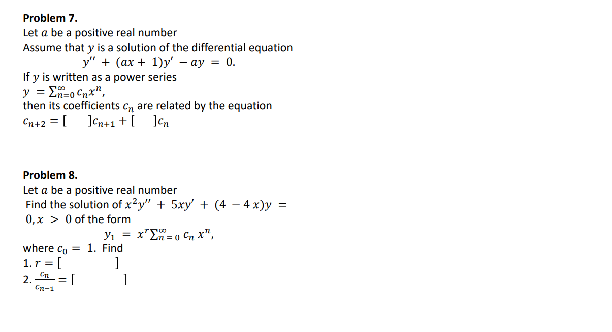 Solved Problem 7. Let A Be A Positive Real Number Assume 