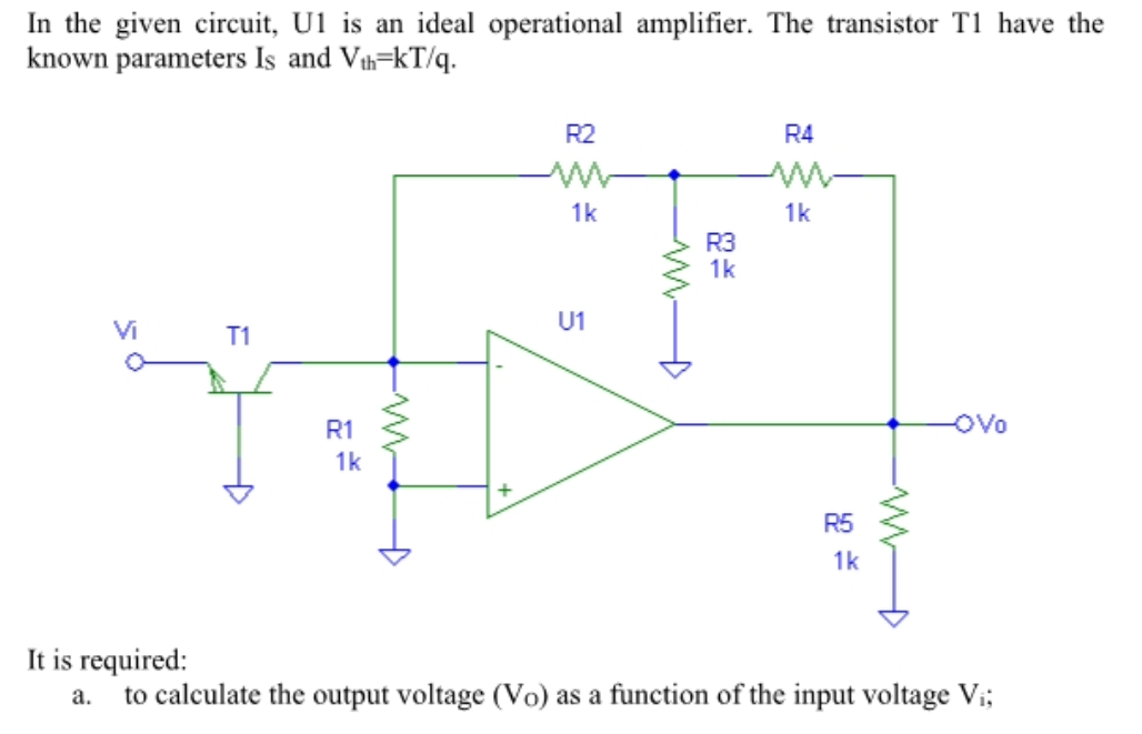 Solved In the given circuit, U1 is an ideal operational | Chegg.com