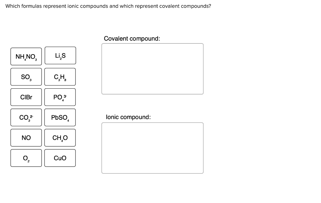 Solved Which formulas represent ionic compounds and which | Chegg.com