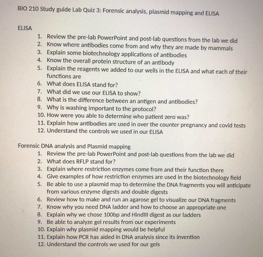 ELISA 1. Review the pre-lab PowerPoint and post-lab | Chegg.com