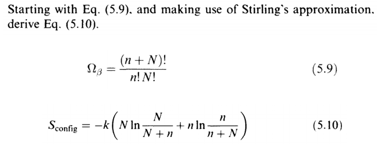 Solved Starting with Eq. (5.9), and making use of Stirling's | Chegg.com