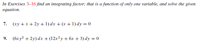 Solved In Exercises 3-16 find an integrating factor; that is | Chegg.com