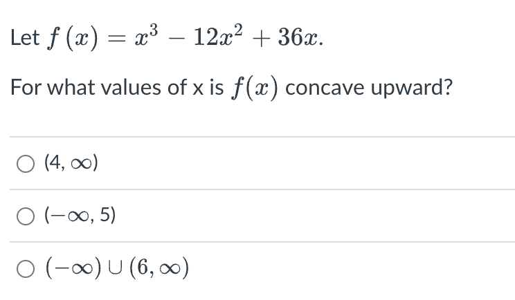 Solved Let f(x)=x3−12x2+36x For what values of x is f(x) | Chegg.com