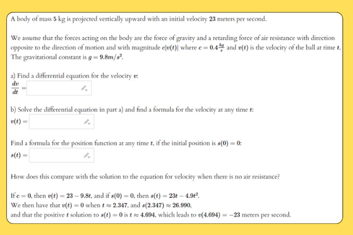Solved A body of mass 5kg ﻿is projected vertically upward | Chegg.com