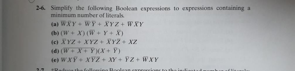 Solved 2-6. Simplify the following Boolean expressions to | Chegg.com