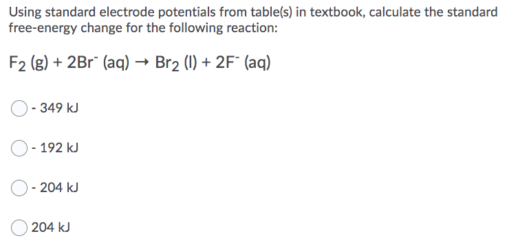 Solved Using standard electrode potentials from table(s) in | Chegg.com