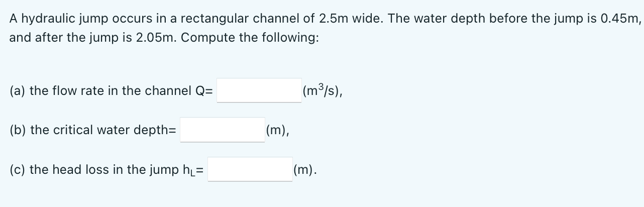 Solved A hydraulic jump occurs in a rectangular channel of | Chegg.com