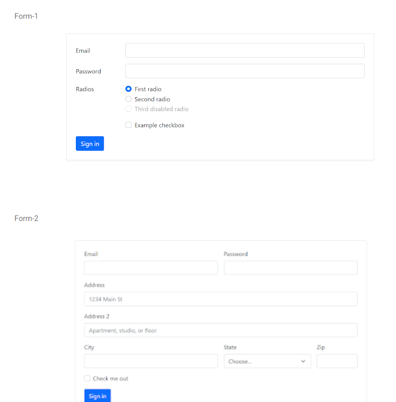Solved Form-1 Email Password Radios First radio Second radio | Chegg.com
