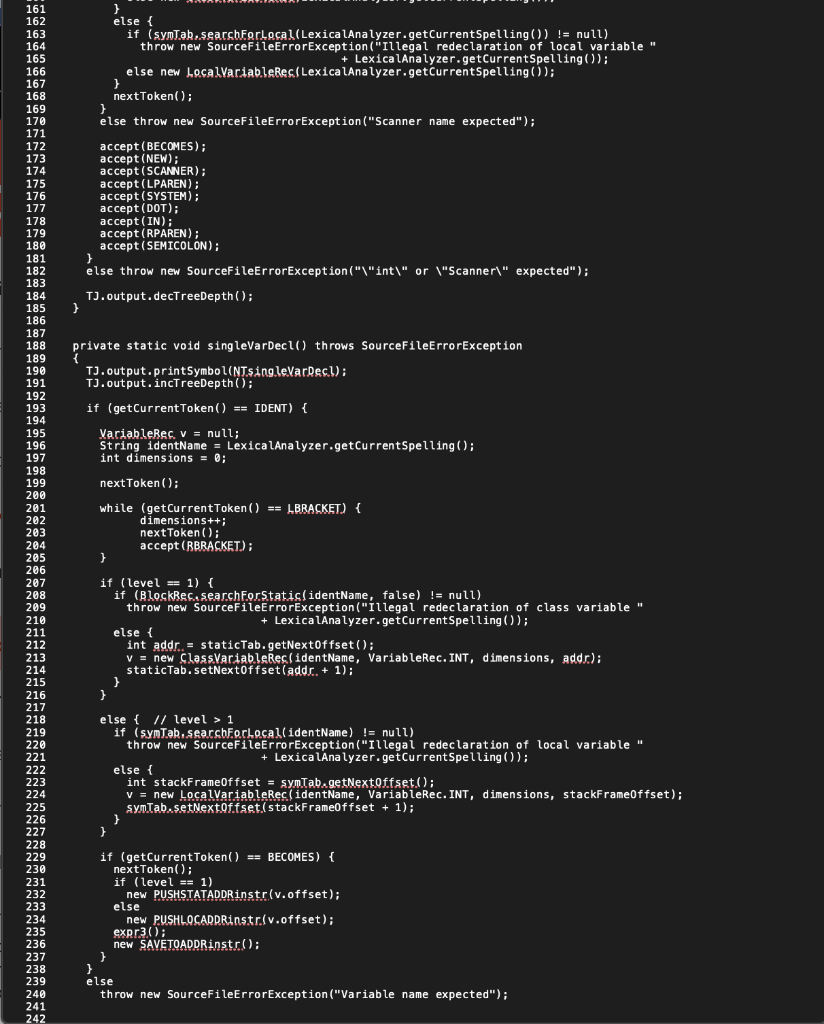 Solved TinyJ assignment just fill out the code where there | Chegg.com