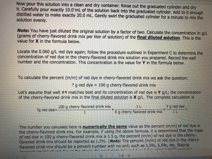 Experiment D: Mass Percent of Red Dye in | Chegg.com