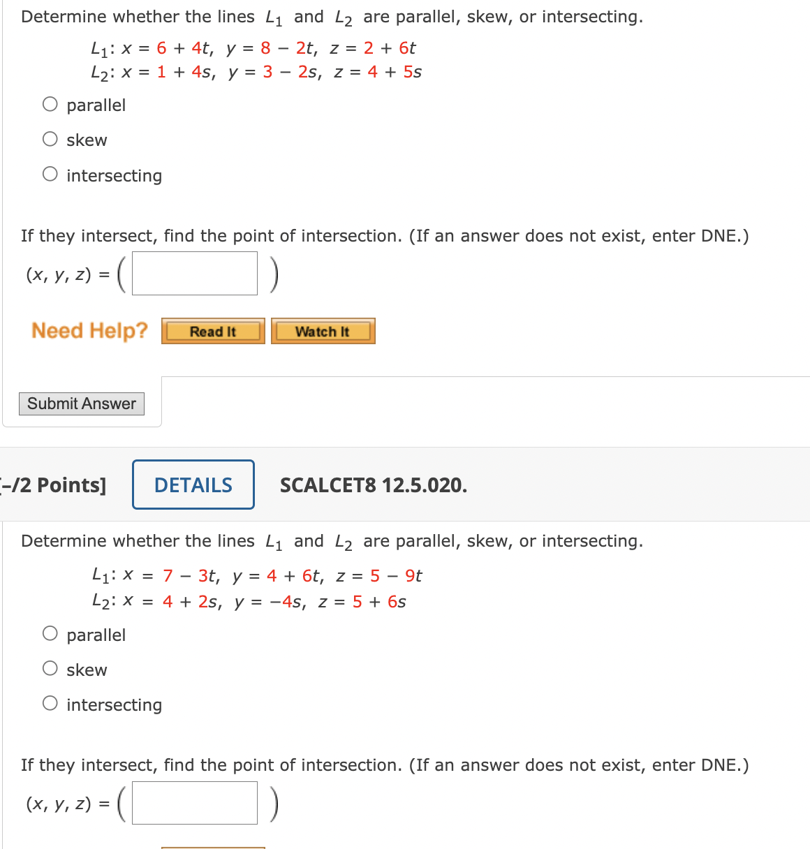 Solved Determine whether the lines L1 and L2 are parallel, | Chegg.com