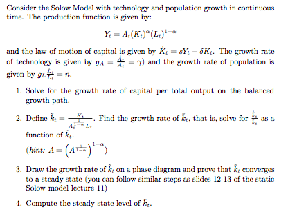Solved Consider the Solow Model with technology and | Chegg.com