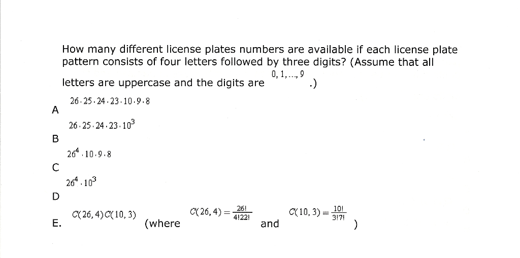 Solved How many different license plates numbers are | Chegg.com