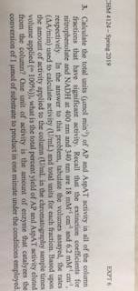 Calculate the total units (umol min-1) of AP and | Chegg.com