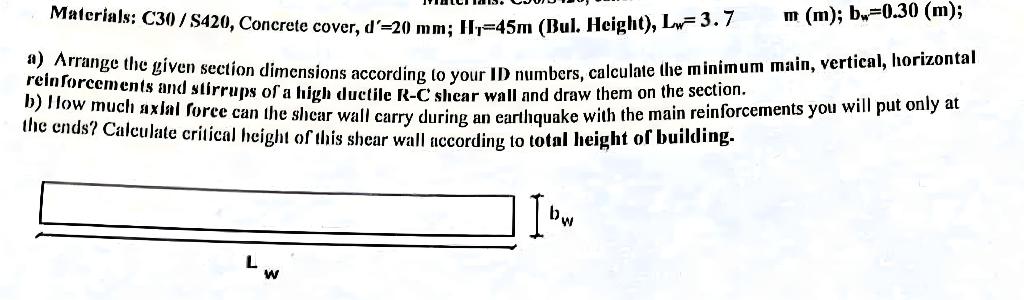 Solved Materials; C30 / S420, Concrete cover, d′=20 mm;Ht=45 | Chegg.com