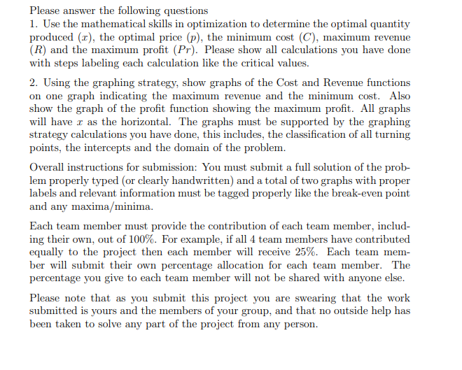 Solved Problem statement: The price demand equation and the | Chegg.com