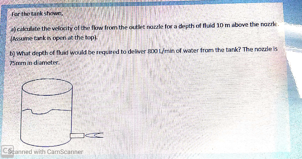 Solved Fon the tank shown Ma calculate the velocity of the | Chegg.com