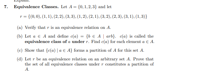 Solved Equivalence Classes. Let A={0,1,2,3} and let | Chegg.com