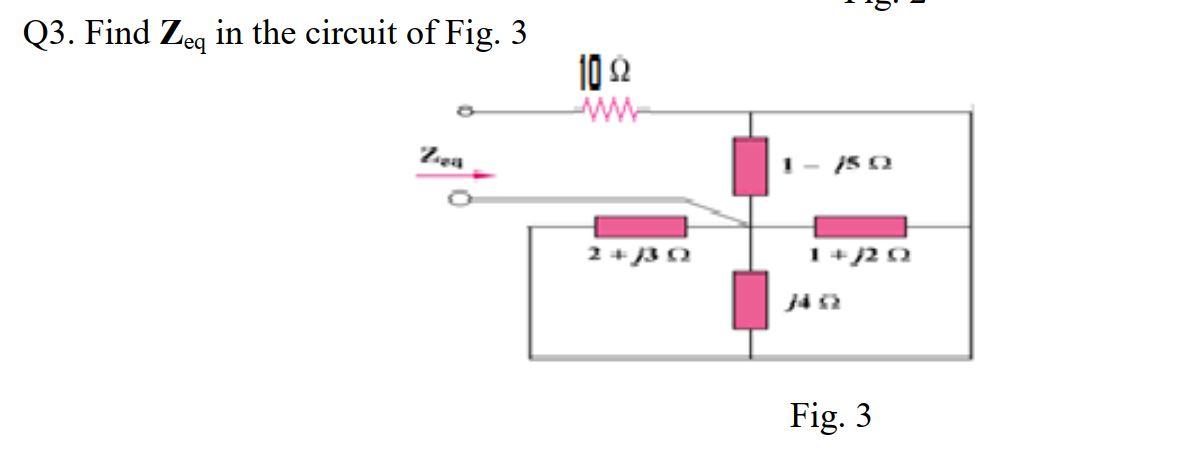 Solved Q3. Find Zeq in the circuit of Fig. 3 Za 1092 24/30 | Chegg.com
