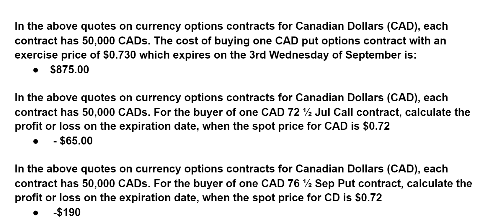 In the above quotes on currency options contracts for | Chegg.com