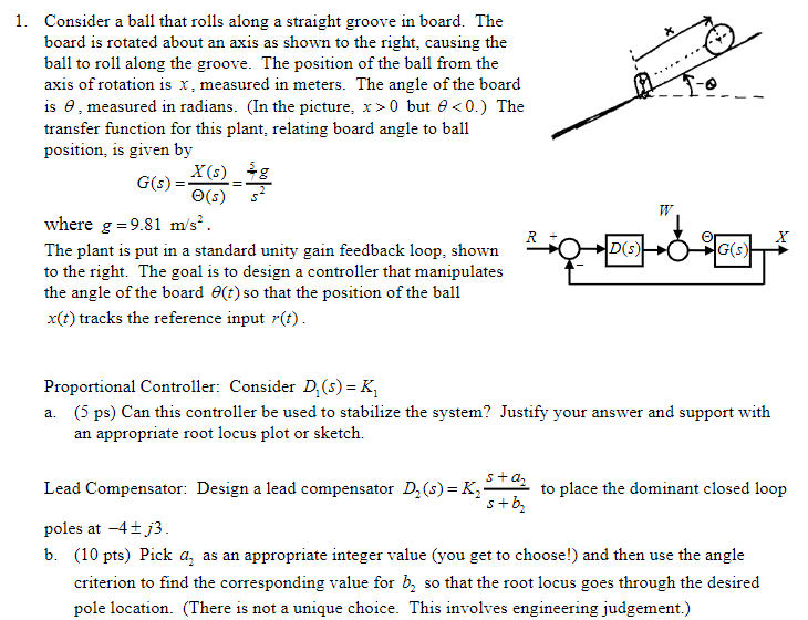 Solved 1. Consider a ball that rolls along a straight groove | Chegg.com