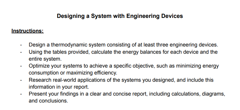 Solved Designing a System with Engineering Devices | Chegg.com