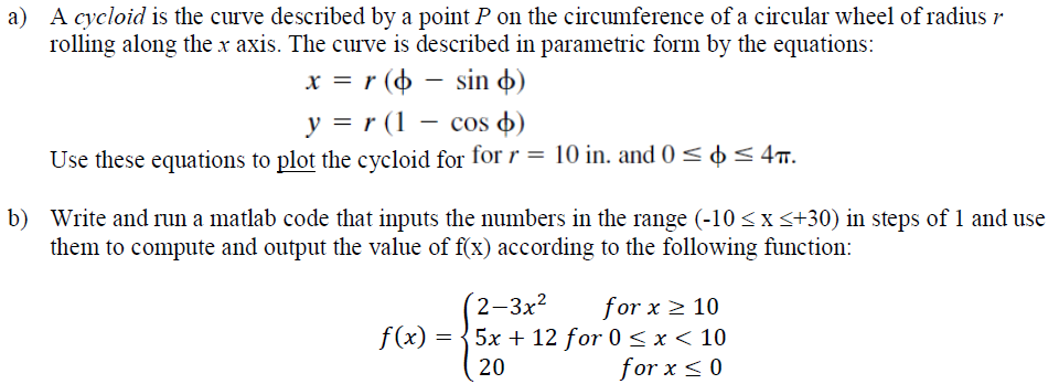 Solved a) A cycloid is the curve described by a point P on | Chegg.com