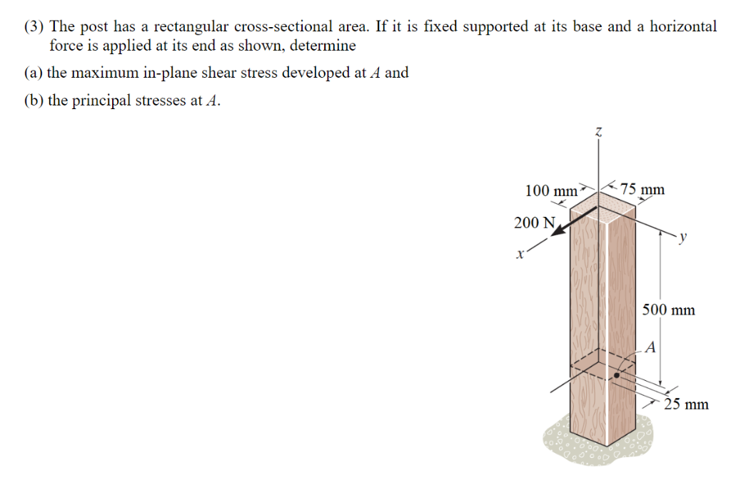 Solved (3) The post has a rectangular cross-sectional area. | Chegg.com