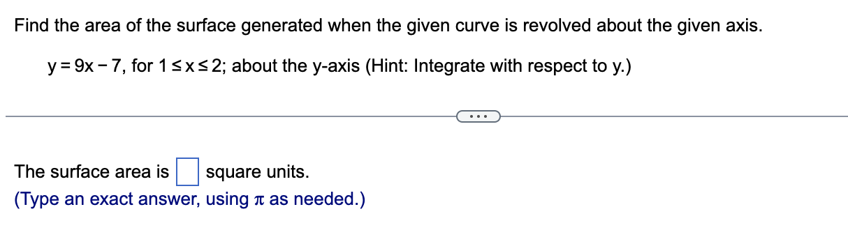 Solved Find the area of the surface generated when the given | Chegg.com