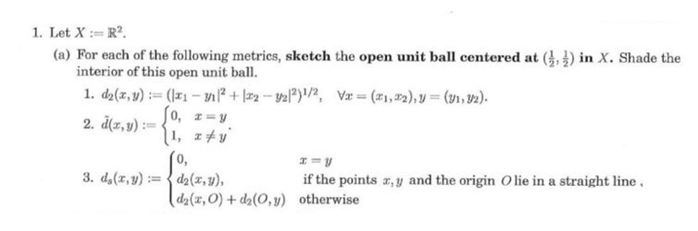 Solved Let x:=R2.(a) ﻿For each of the following metrics, | Chegg.com