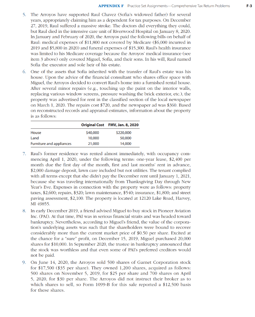 Practice Set Assignments- Comprehensive Tax Return | Chegg.com