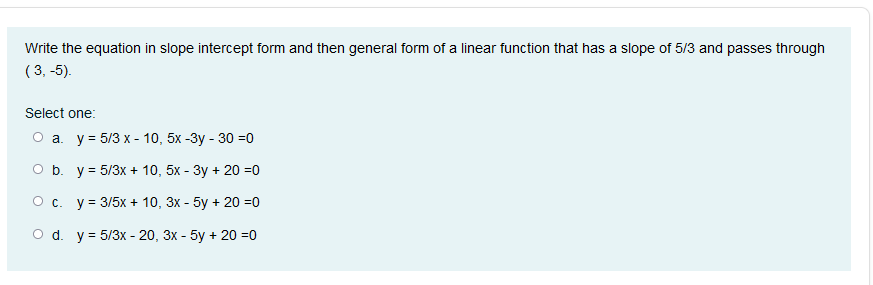 Solved Write the equation in slope intercept form and then | Chegg.com