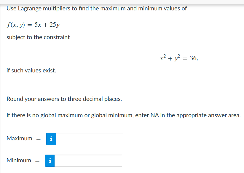 Solved Use Lagrange multipliers to find the maximum and | Chegg.com