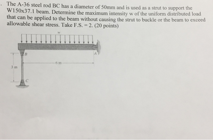 Solved The A-36 W150x37.1 b that can be applied to the beam | Chegg.com