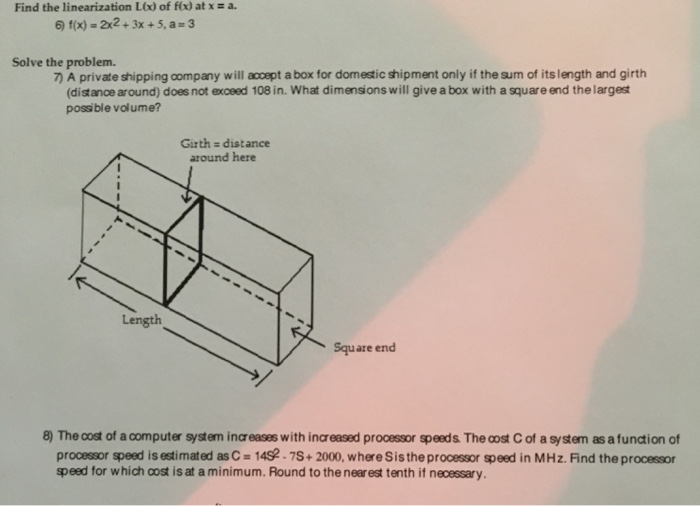 Solved Find The Linearization L X Of F X At X A 6 F X