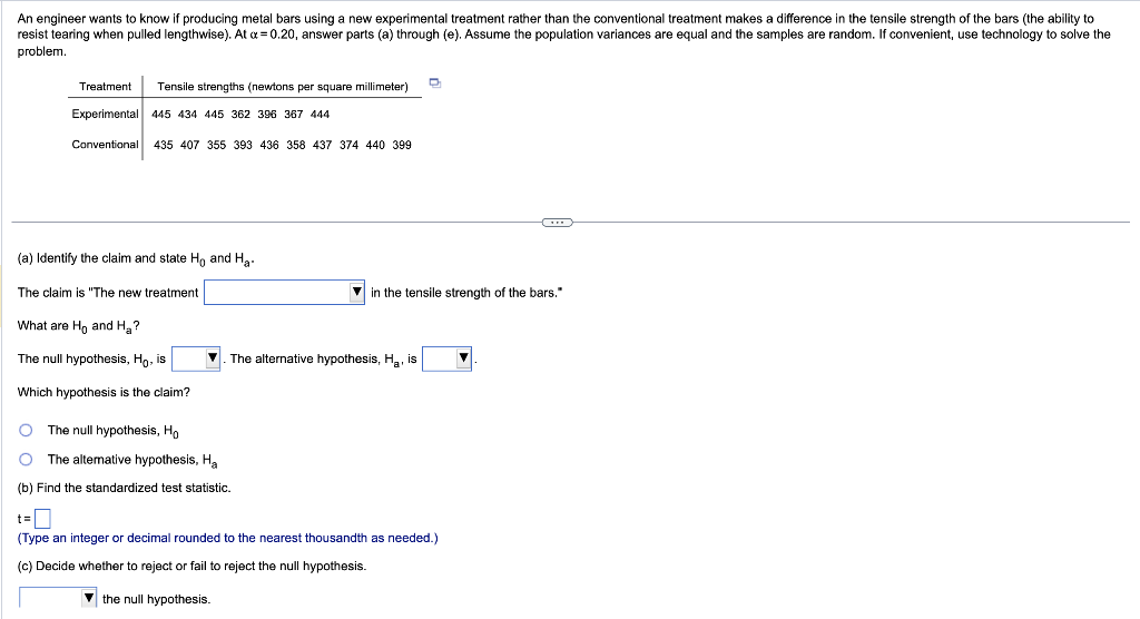 Solved An engineer wants to know if producing metal bars | Chegg.com