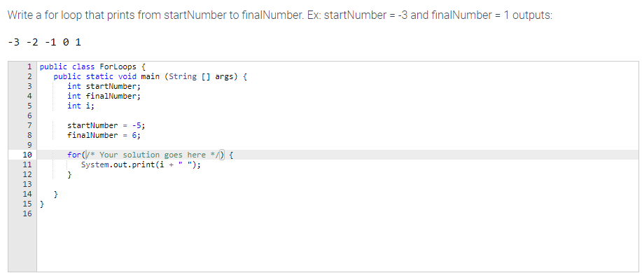 Solved write a for loop that prints from startNumber to | Chegg.com