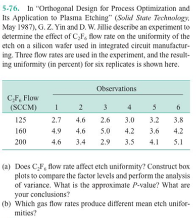 Solved 5-76. In "Orthogonal Design for Process Optimization | Chegg.com