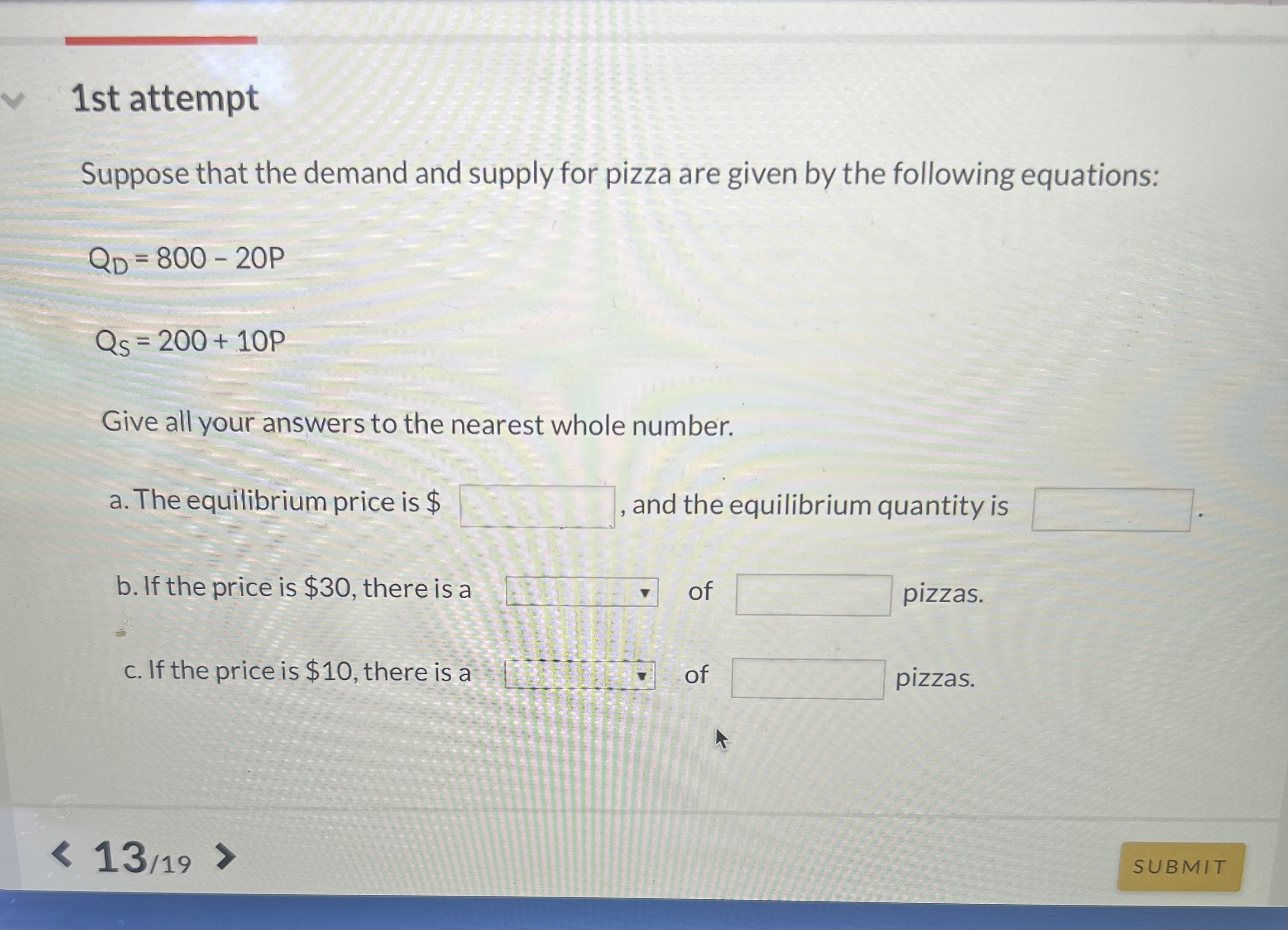 Solved suppose that the demand and supply for pizza are | Chegg.com