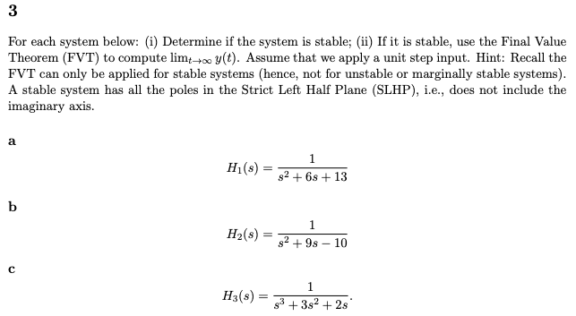 Solved 3 For each system below:(i) Determine if the system | Chegg.com
