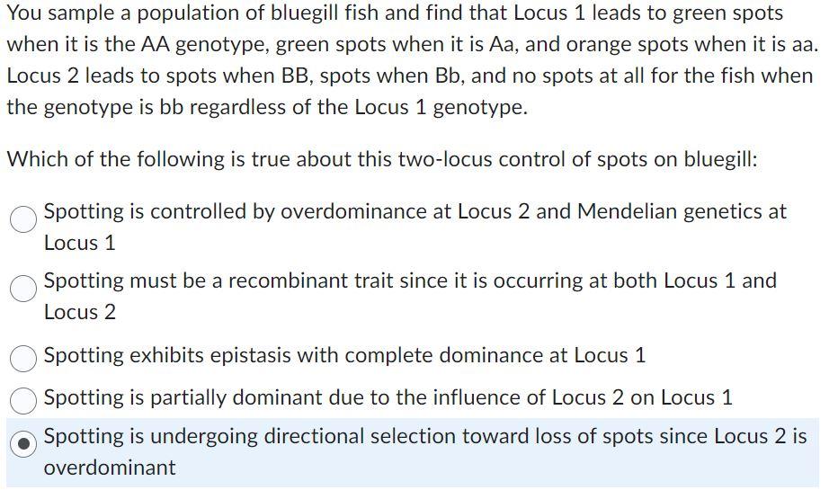 Solved You sample a population of bluegill fish and find | Chegg.com