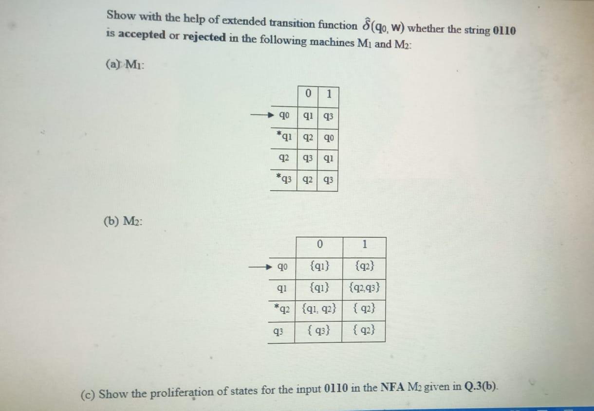 Solved Show With The Help Of Extended Transition Function