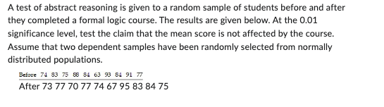 Solved A test of abstract reasoning is given to a random | Chegg.com
